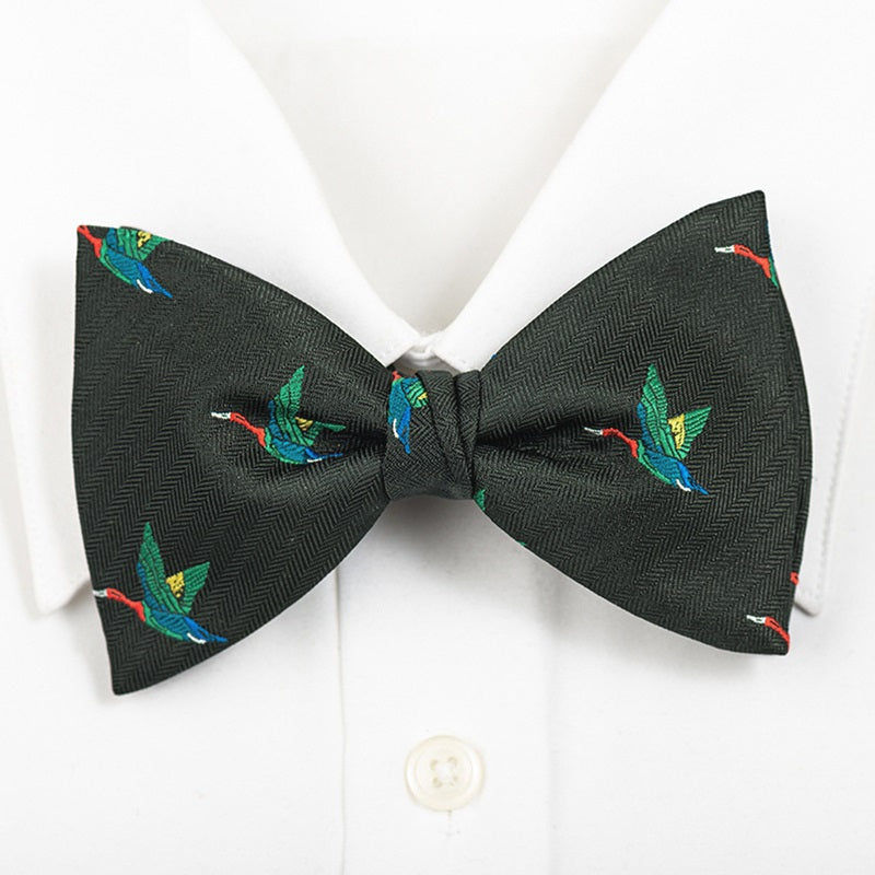 Verdant Crane Bow Tie – Crane Embroidery | Crossrow London